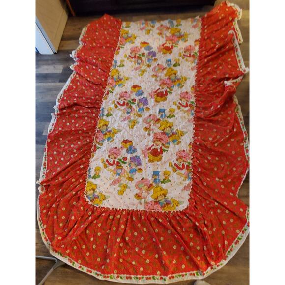 Sears | Bedding | Vintage Strawberry Shortcake Twin Size Red Ruffle ...